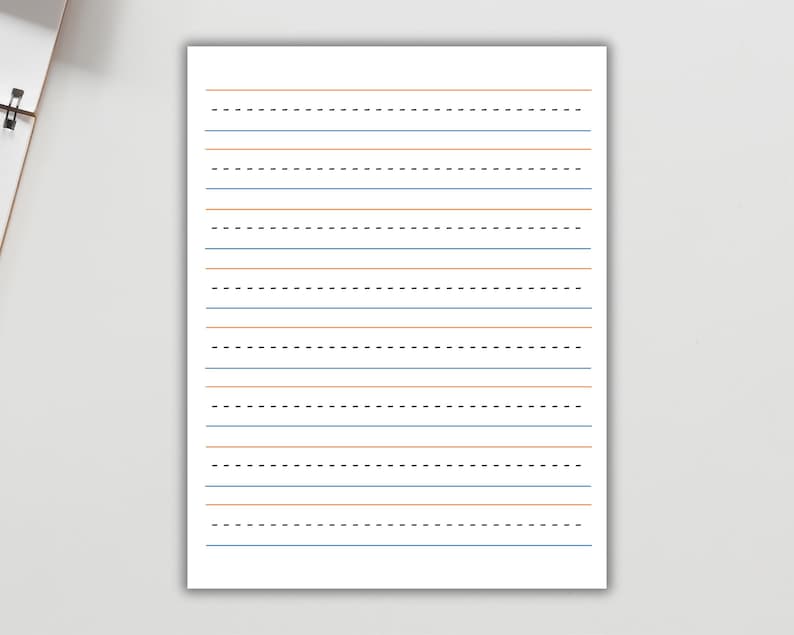 Handwriting Paper Printable. Kids Lined Paper. Practice Writing Paper ...