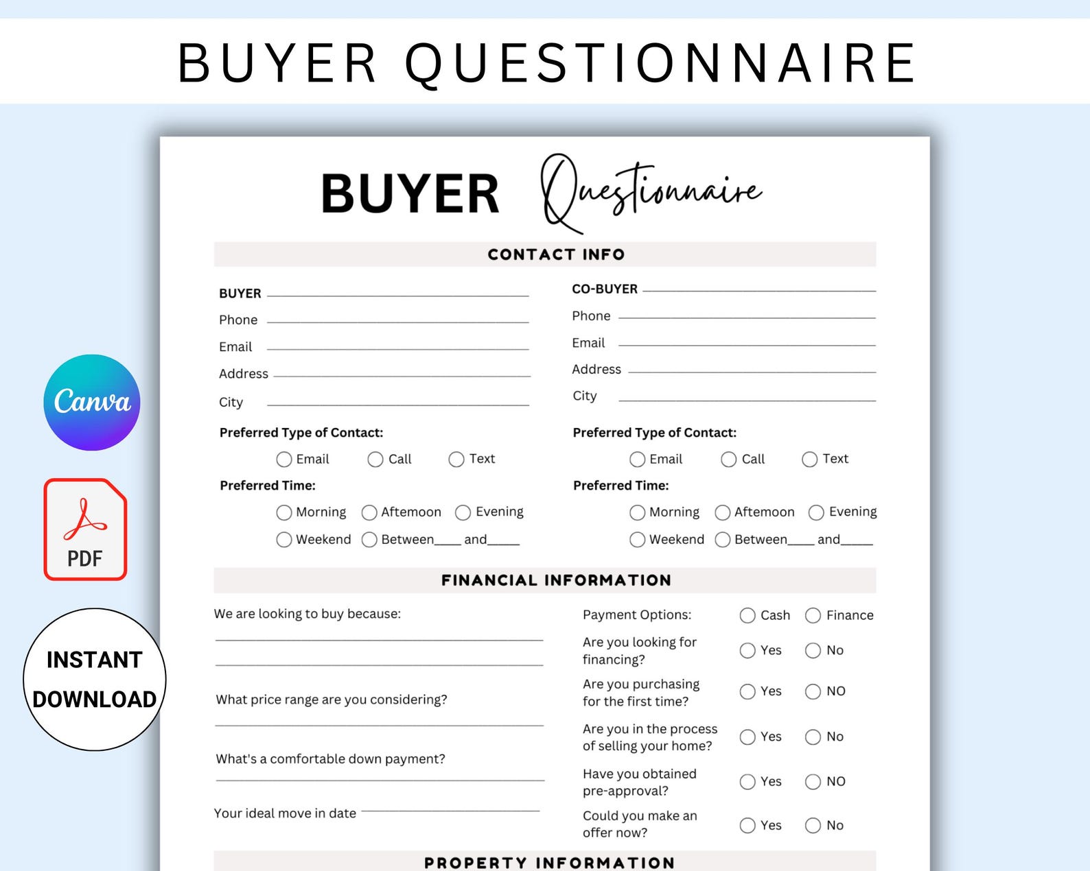 Buyer Questionnaire. Buyer Survey Questionnaire. Real Estate Marketing ...