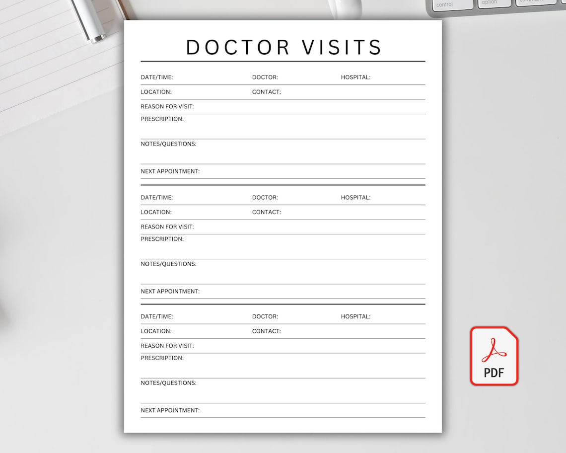 Doctor Visit Tracker. Doctor Visits Log. Health Consultation Record ...