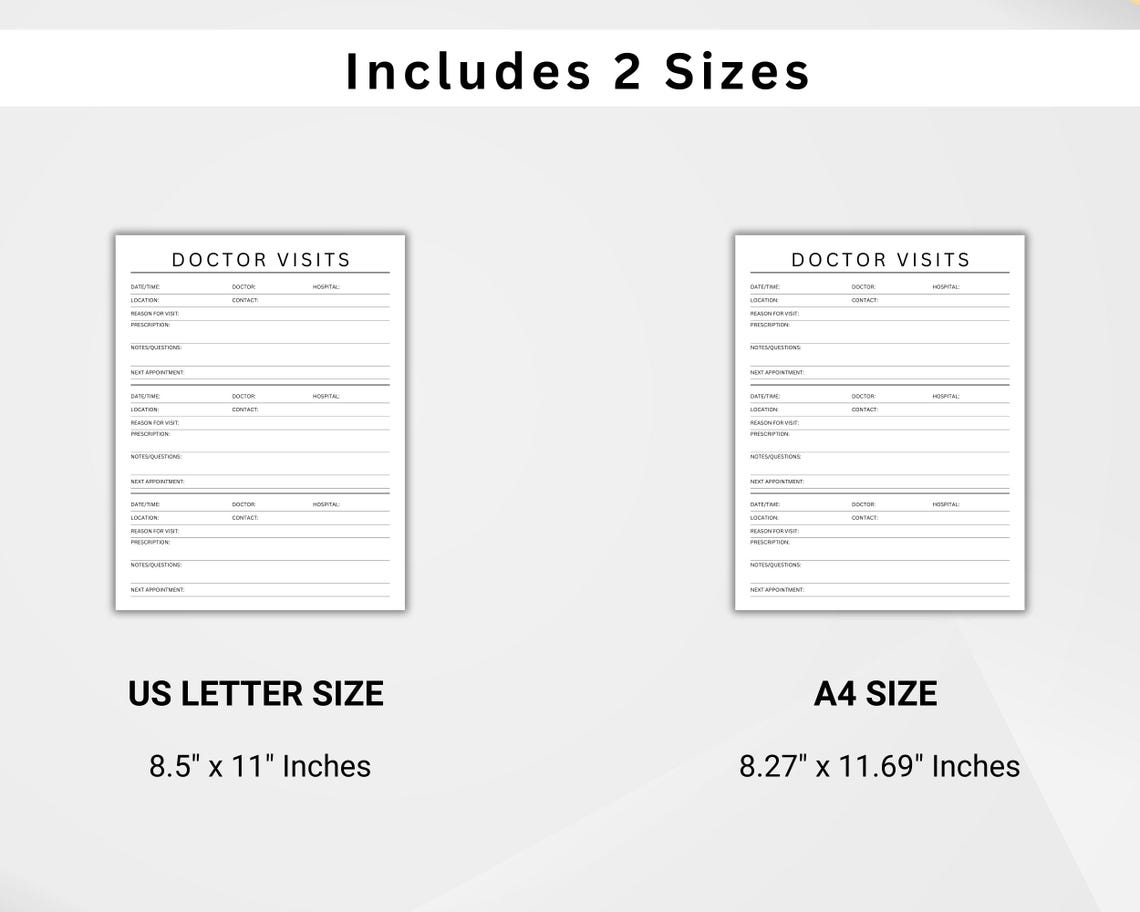 Doctor Visit Tracker. Doctor Visits Log. Health Consultation Record ...