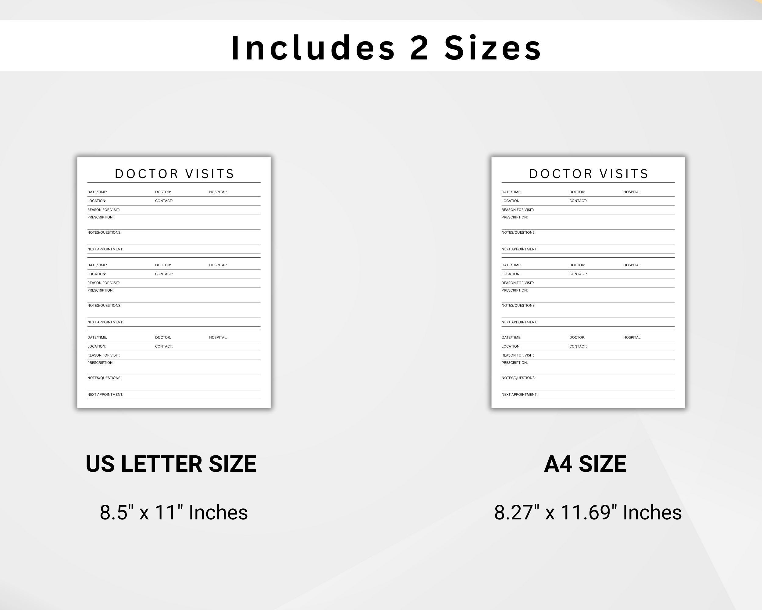 Doctor Visit Tracker. Doctor Visits Log. Health Consultation Record ...