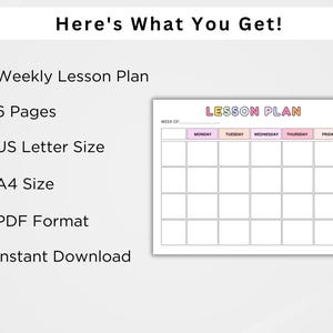 PRINTABLE Weekly Lesson Plan for Preschool Homeschool Teacher Planner ...