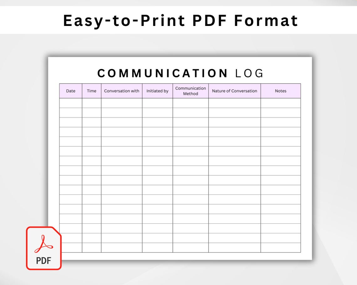 Communication Log Printable. Call Tracker PDF. Phone Call Log Small ...