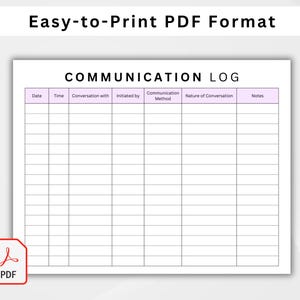 Communication Log Printable. Call Tracker PDF. Phone Call Log Small ...