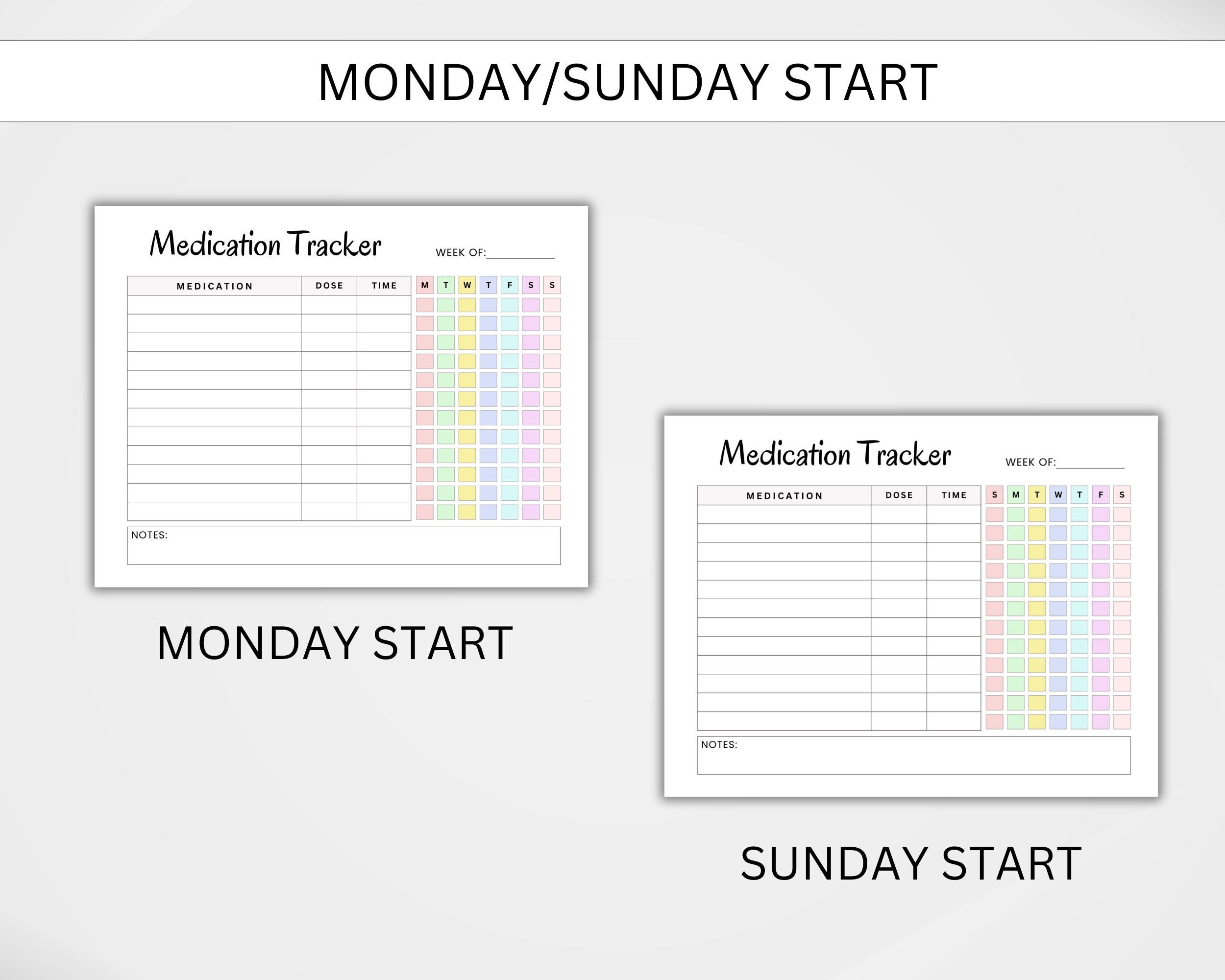 Weekly Medication Tracker. Medication Log. Printable Medication ...