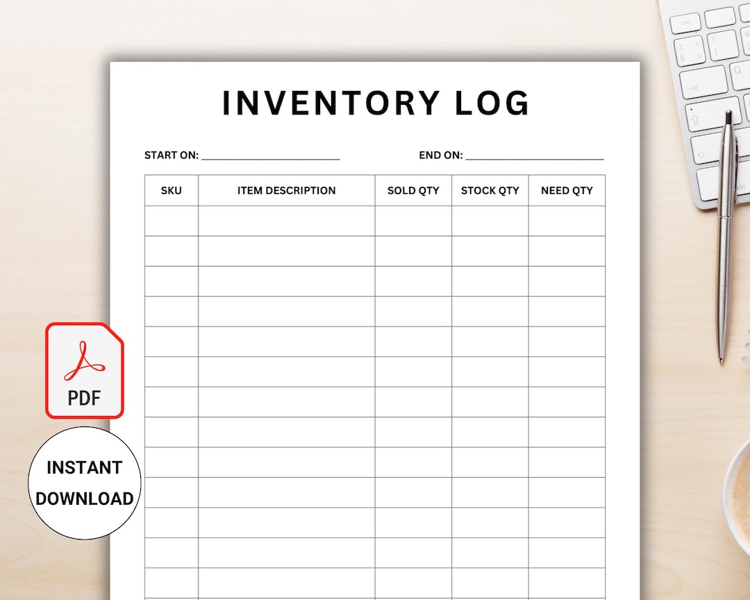 Inventory Tracker Printable PDF, Business Inventory Sheet, Product ...