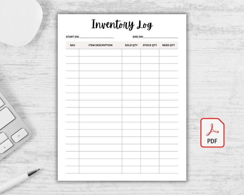 Inventory Tracker Printable, Inventory Management, Inventory Template ...