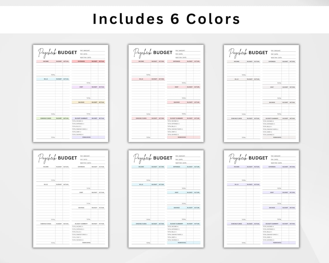 Budget by Paycheck Template. Paycheck Budget Planner. Monthly Budget ...