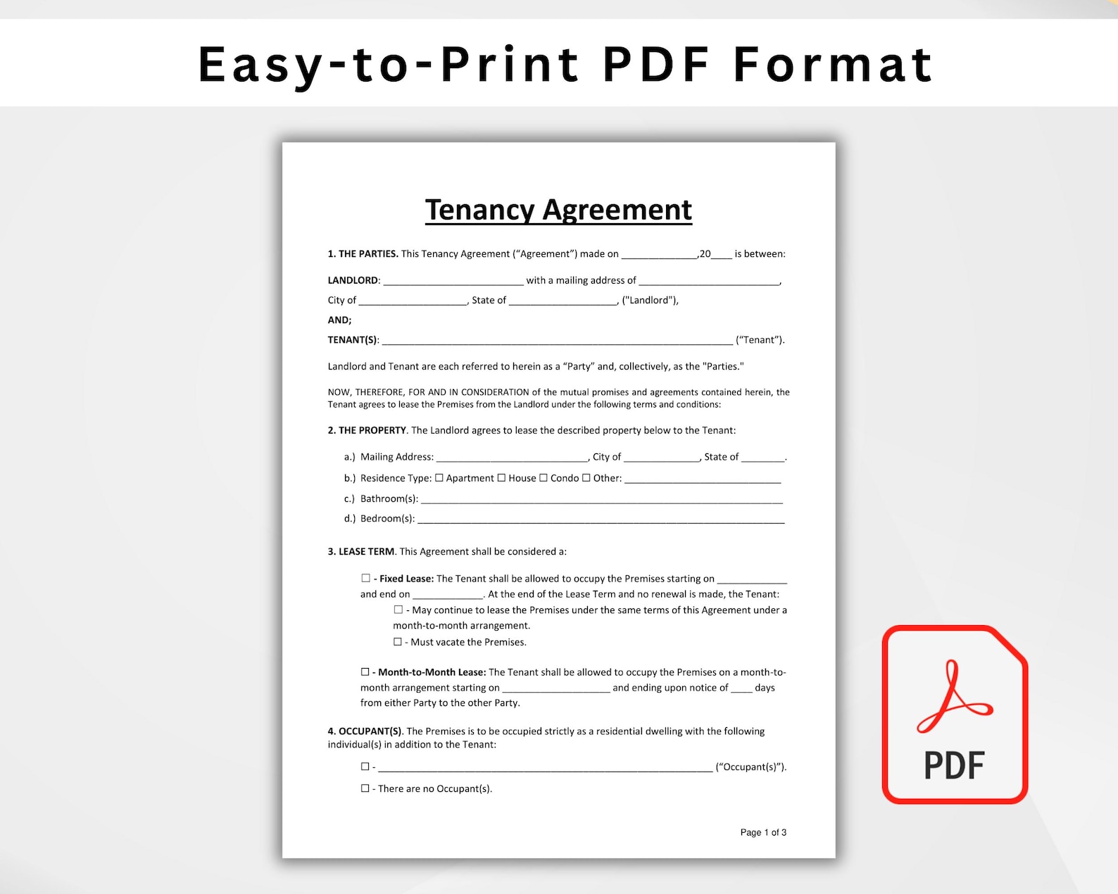 Editable Tenancy Agreement. Rental Agreement Printable. Simple Tenancy ...