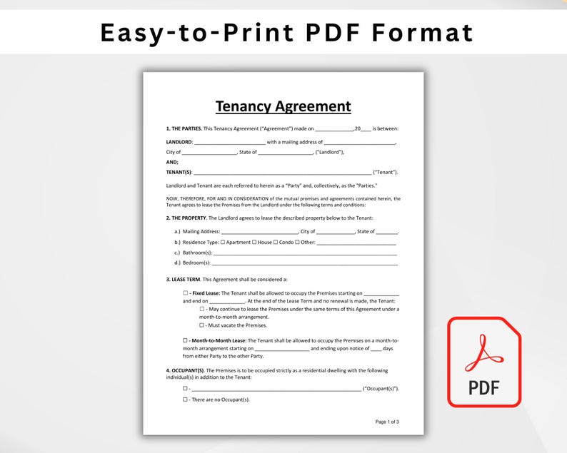 Editable Tenancy Agreement. Rental Agreement Printable. Simple Tenancy ...