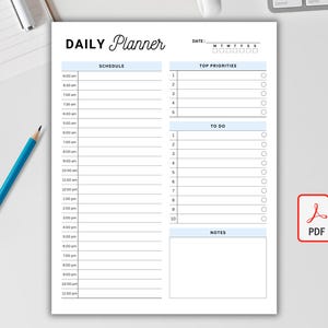 Daily Planner Printable. 30 Minute Schedule. Time Blocking PDF. Day ...