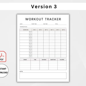Workout Tracker Printable PDF. Exercise Tracker. Fitness Log. Daily ...