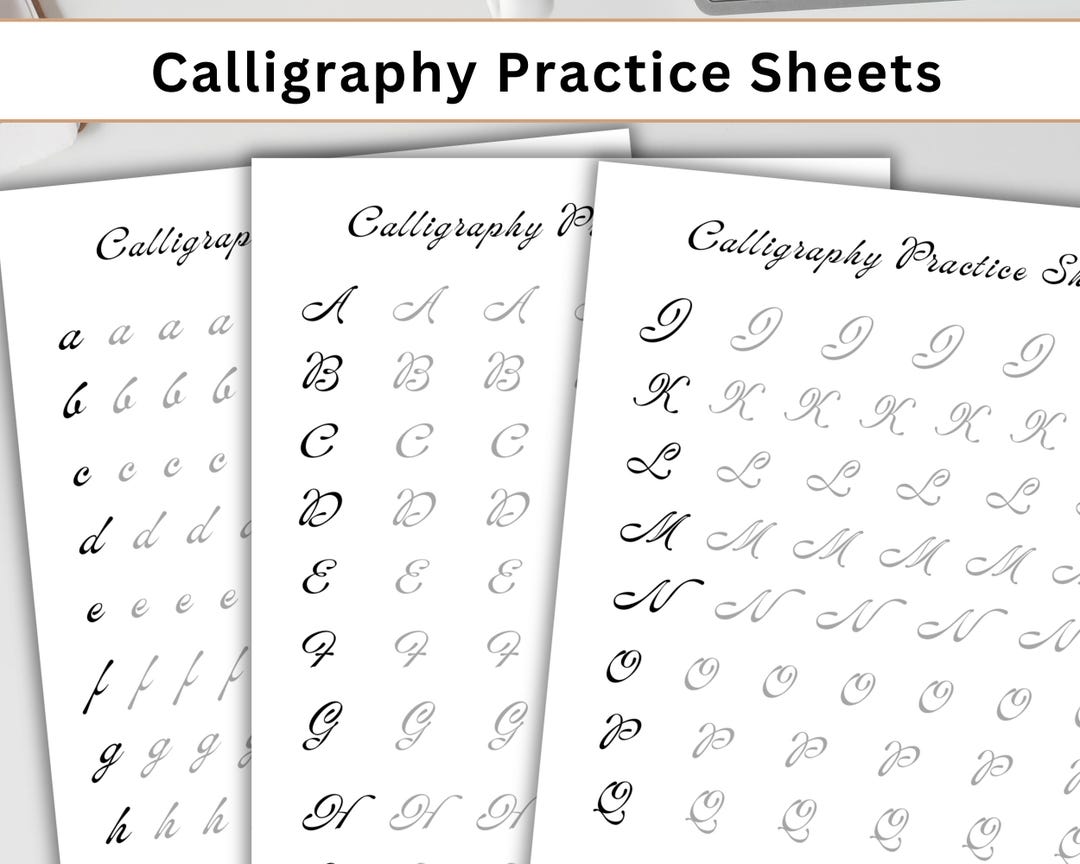 Calligraphy Worksheets. Printable Calligraphy Practice Sheets Template ...