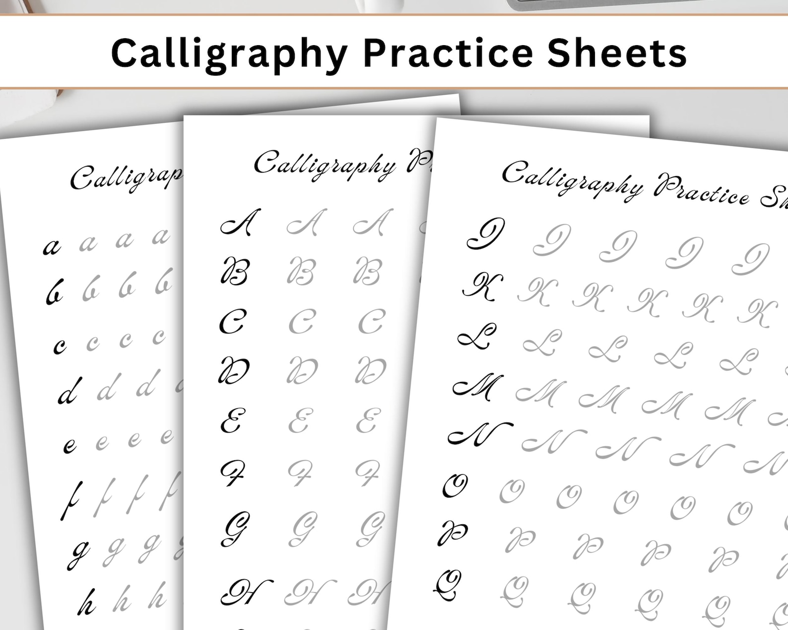 Calligraphy Worksheets. Printable Calligraphy Practice Sheets Template ...