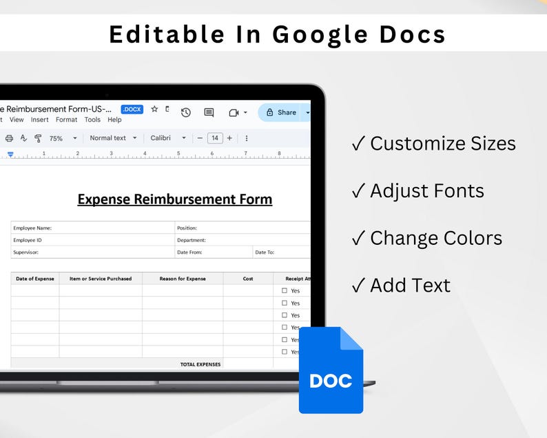 Employee Expense Reporting Template. Expense Report Form. HR Templates ...