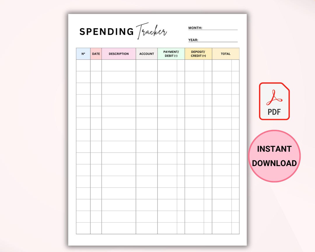 Spending Tracker. Expense Tracker. Printable Spending Log. Finance ...