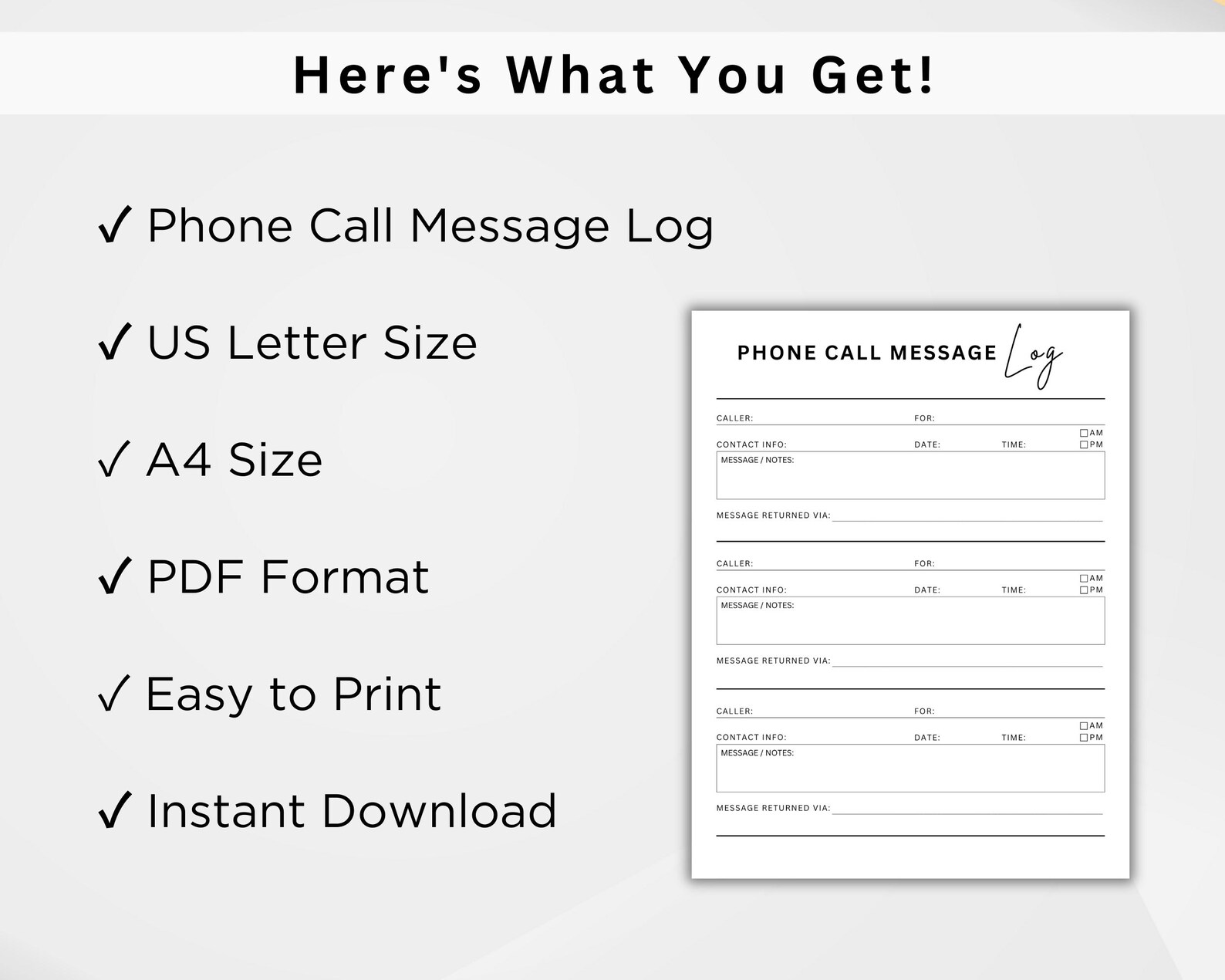 Printable Phone Call Message Log. Phone Log. Message Log. Call Log ...