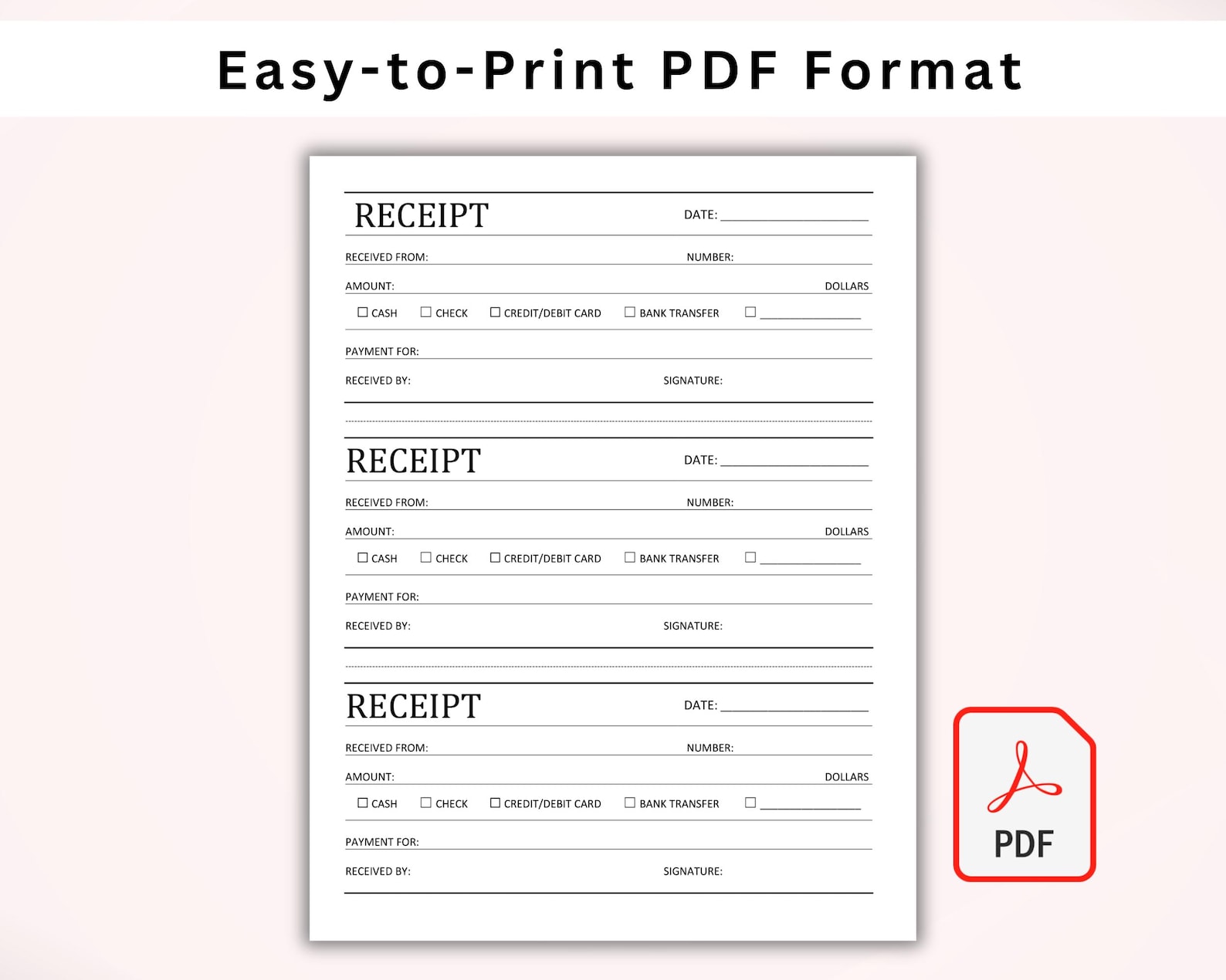 Editable Receipt. Receipt Template. Customer Receipt. Minimalist ...