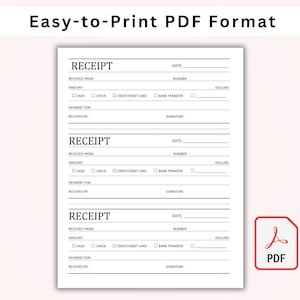 Editable Receipt. Receipt Template. Customer Receipt. Minimalist ...