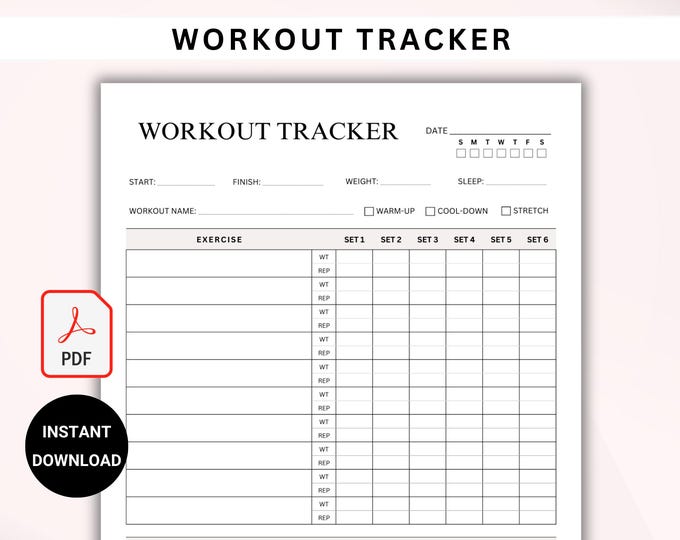 Exercise Tracker, Weekly Workout Tracker, Fitness Log, Workbook Log ...
