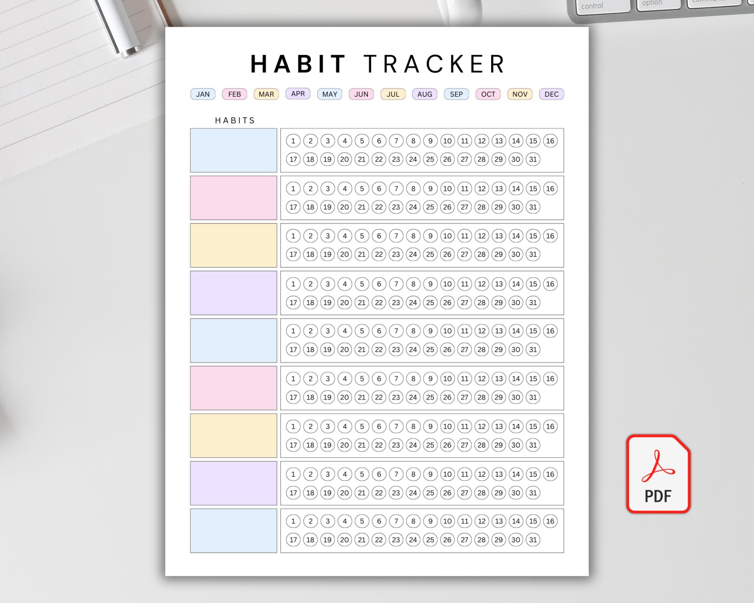 Daily Habit Tracker Printable, Routine Tracker, Everyday Habit Tracker ...