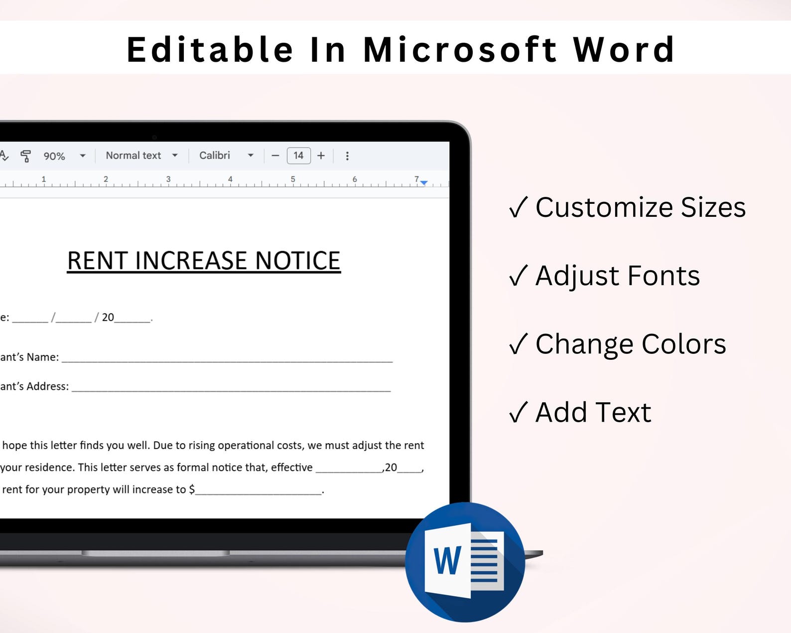Printable Rental Increase Notice. Rental Increase Form. Rental Increase ...