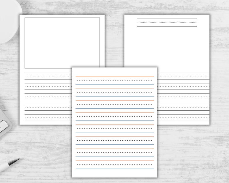 Handwriting Paper Printable. Kids Lined Paper. Practice Writing Paper ...