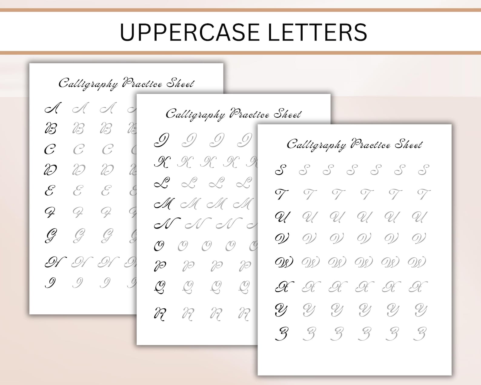 Calligraphy Worksheets. Printable Calligraphy Practice Sheets Template ...