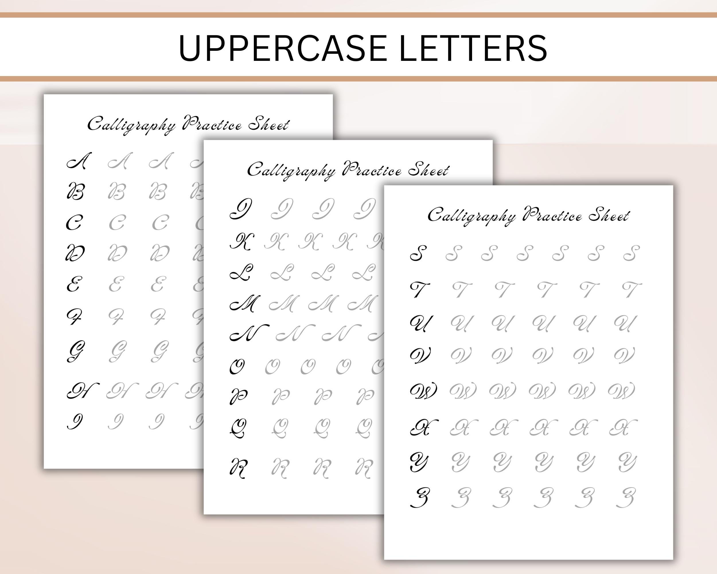 Calligraphy Worksheets. Printable Calligraphy Practice Sheets Template ...