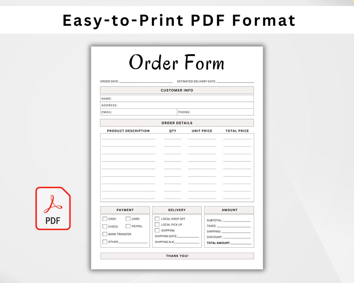 Editable Order Form. Small Business Order Forms. Crafters Order Form ...