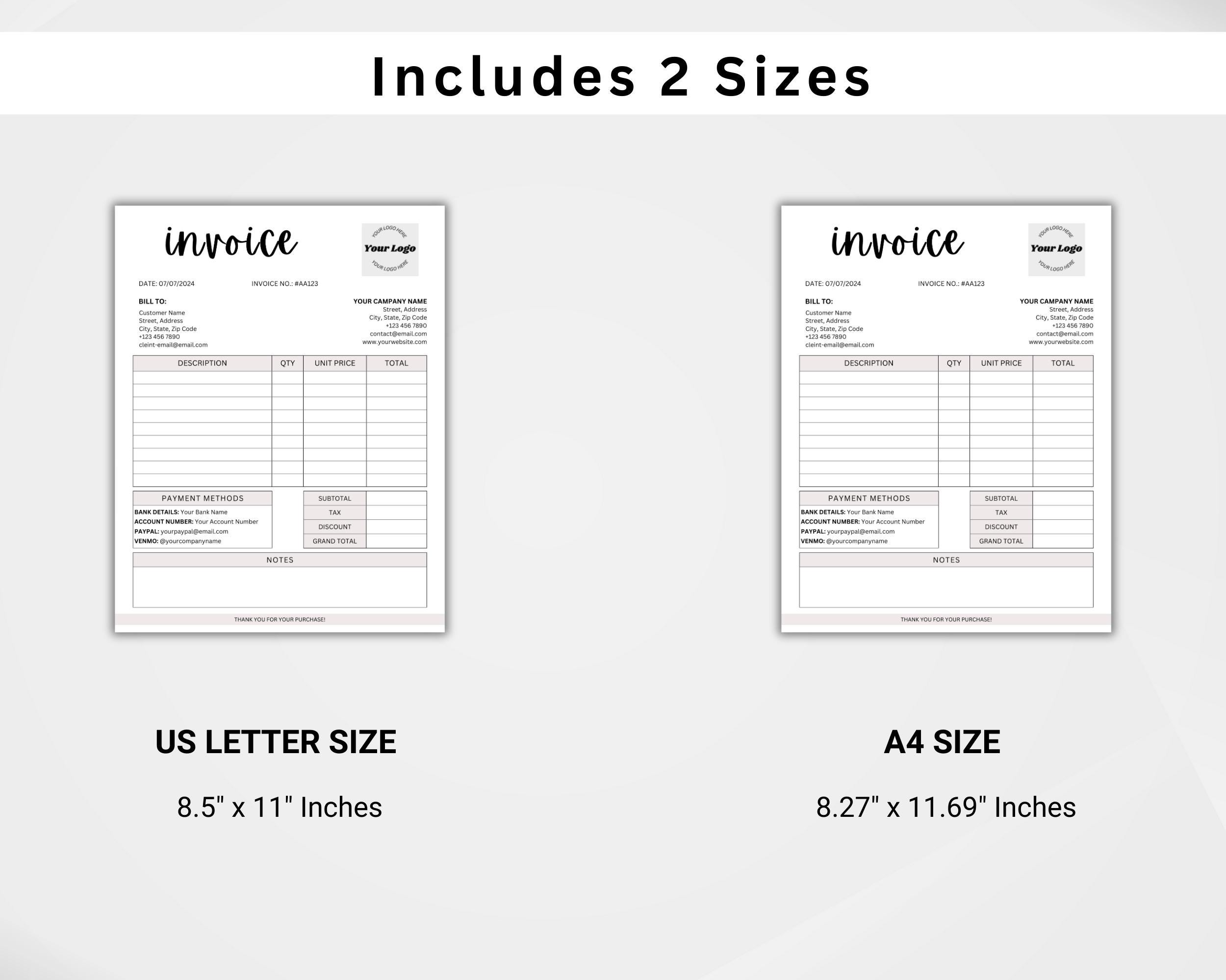 Invoice Template. Invoice Form. Custom Invoice. Small Business Invoice ...