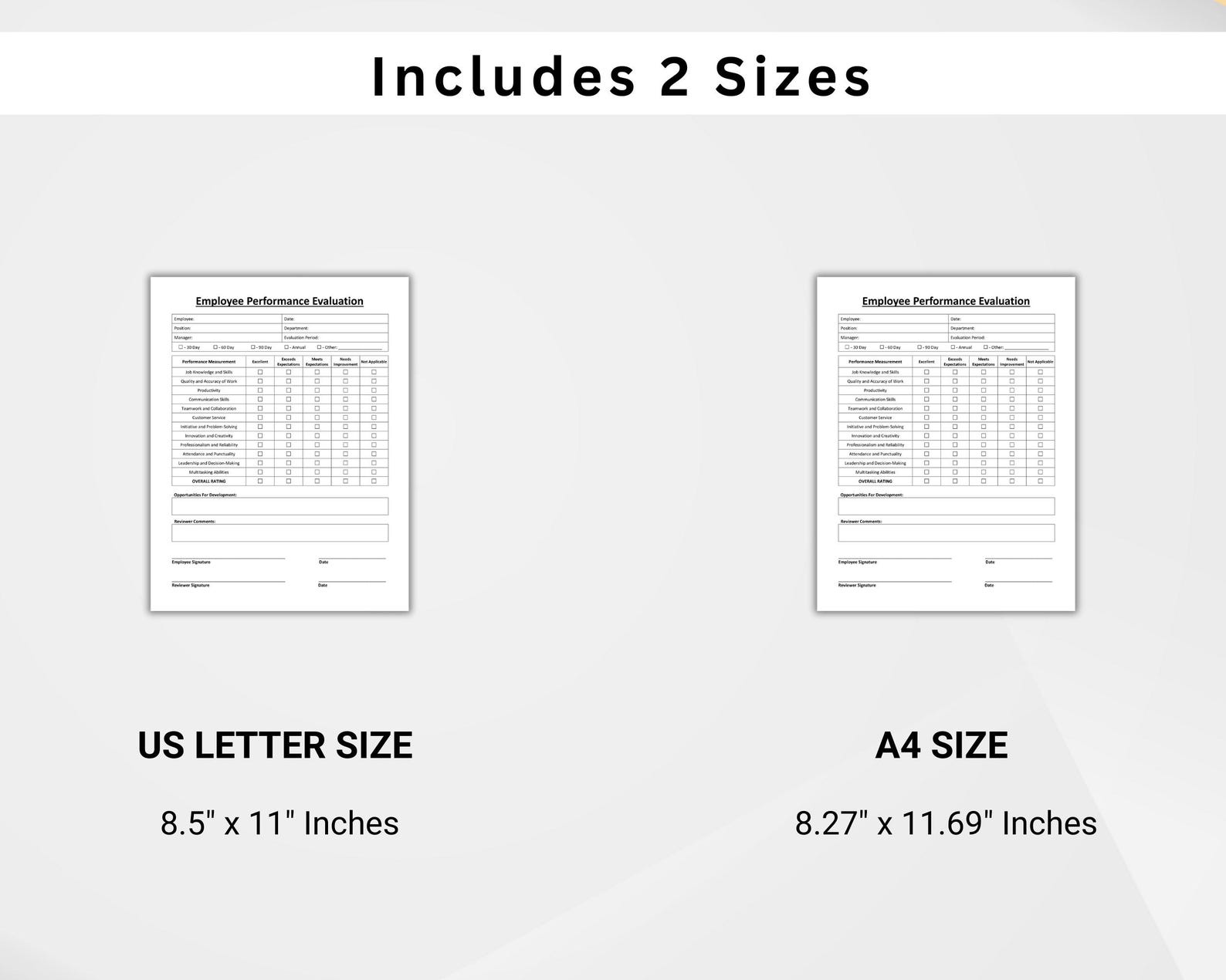 Editable Employee Performance Evaluation Template. Employee Performance ...