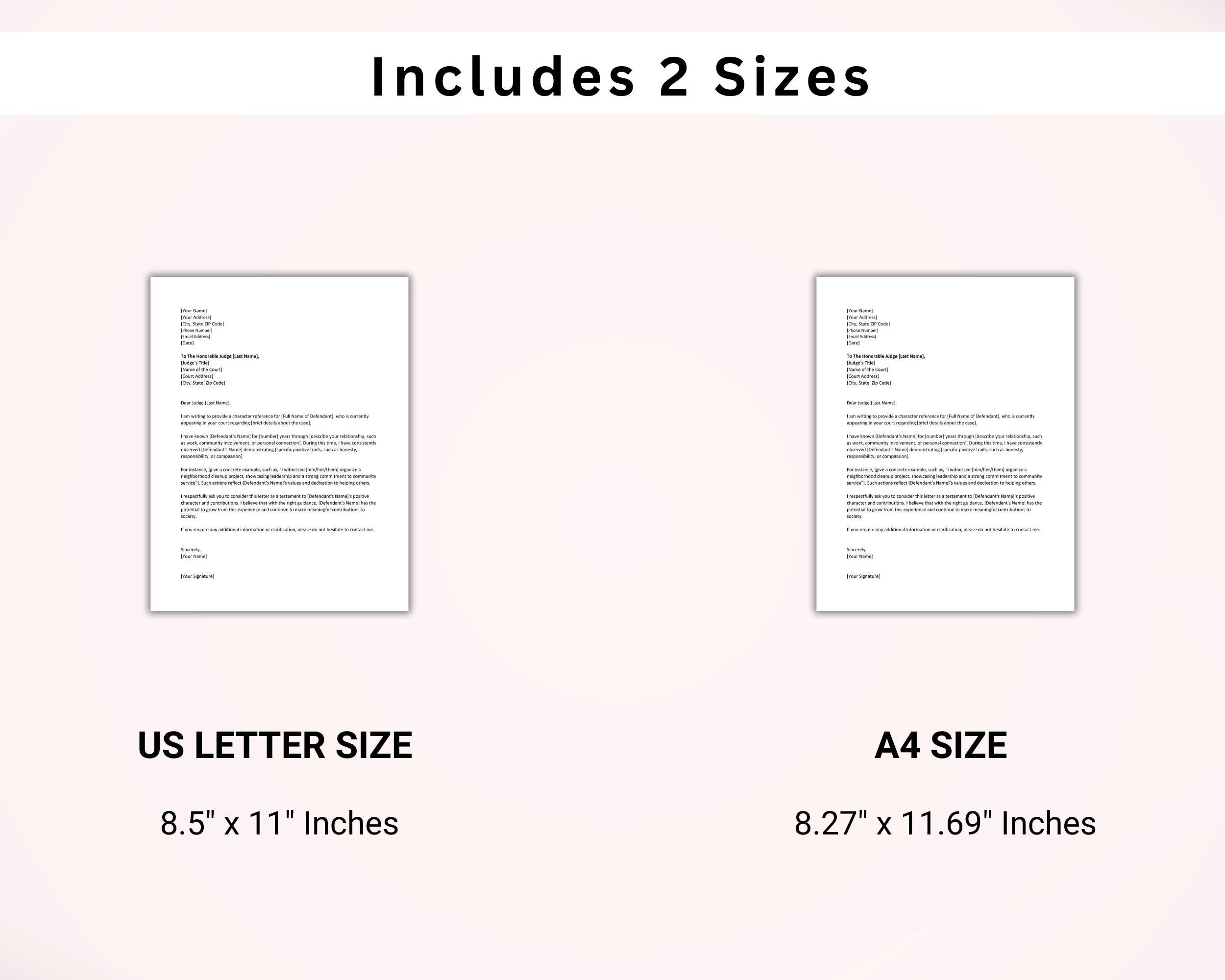 Editable Court Character Reference. Character Letter. Letter to Judge ...