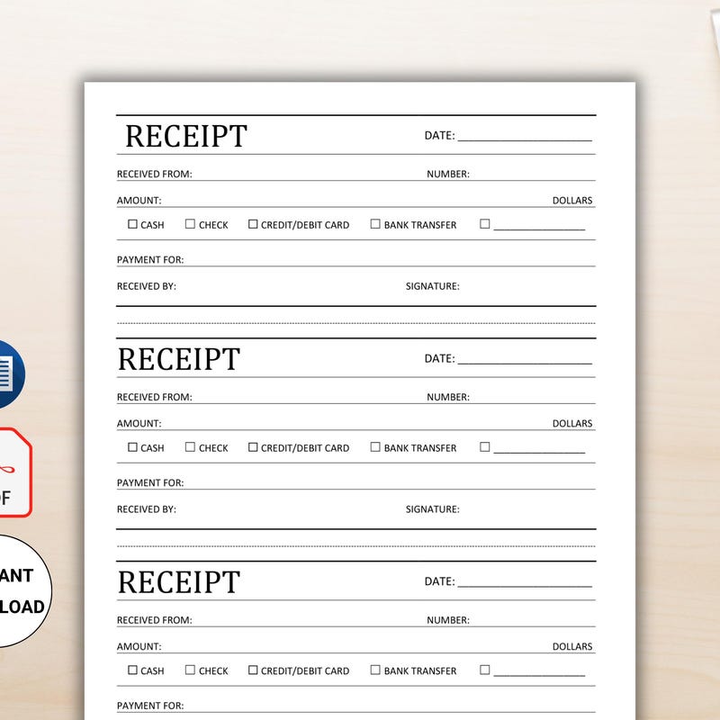 Printable Simple Receipt - Etsy