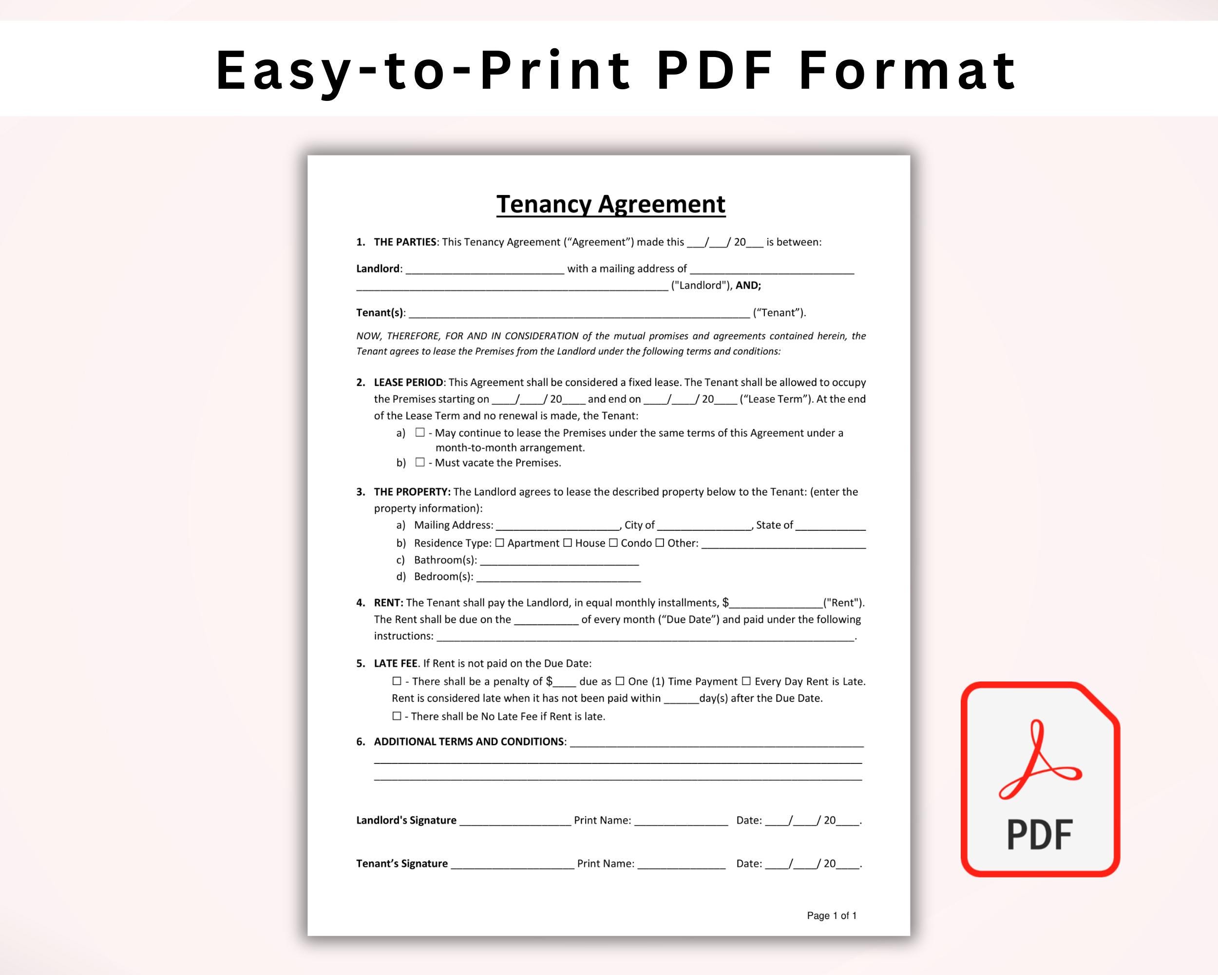 Printable Tenancy Agreement. Rental Agreement. Simple Tenancy Agreement ...