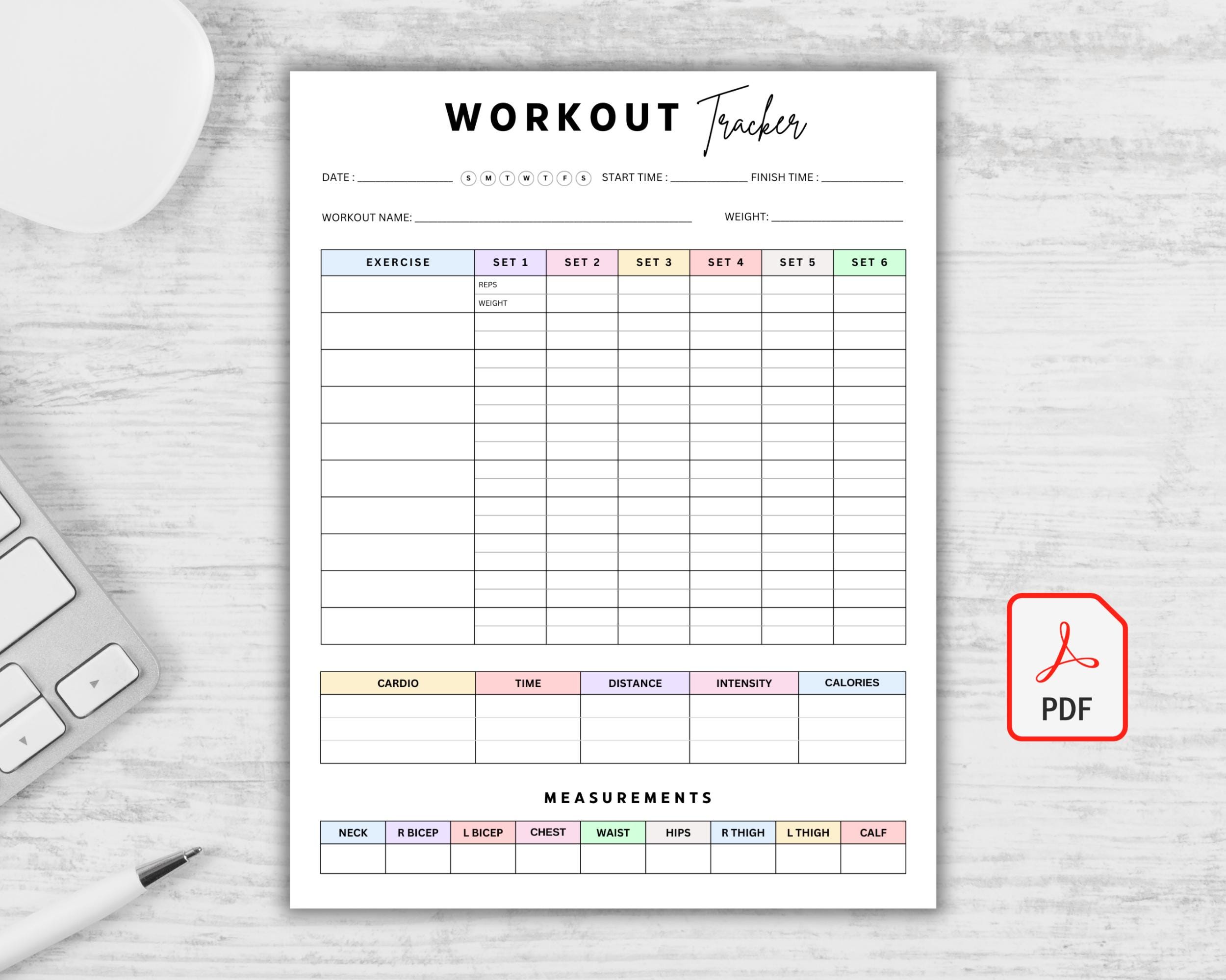 Printable Workout Tracker. Exercise Tracker. Fitness Tracker. Weight ...