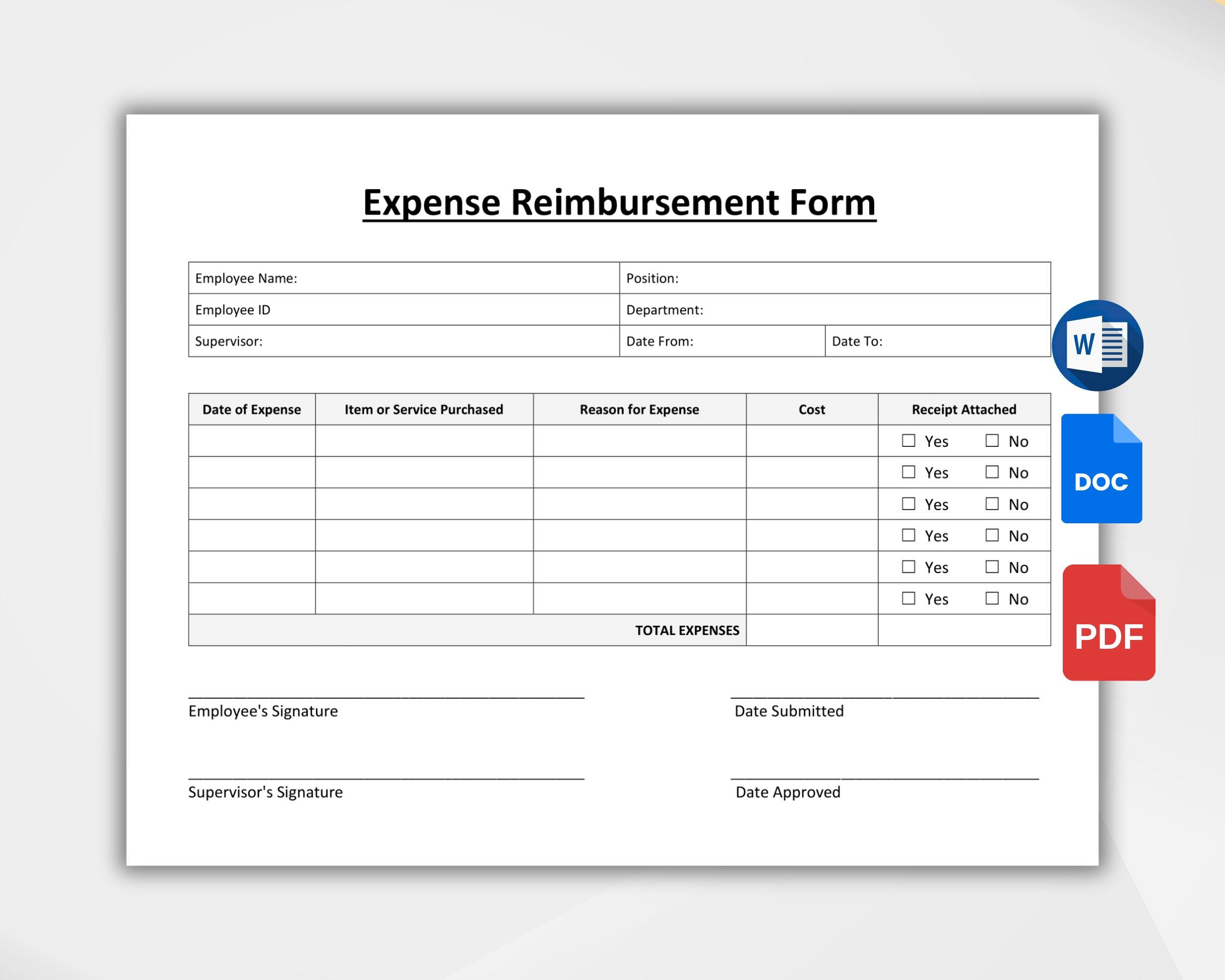 Employee Expense Reporting Template. Expense Report Form. HR Templates ...