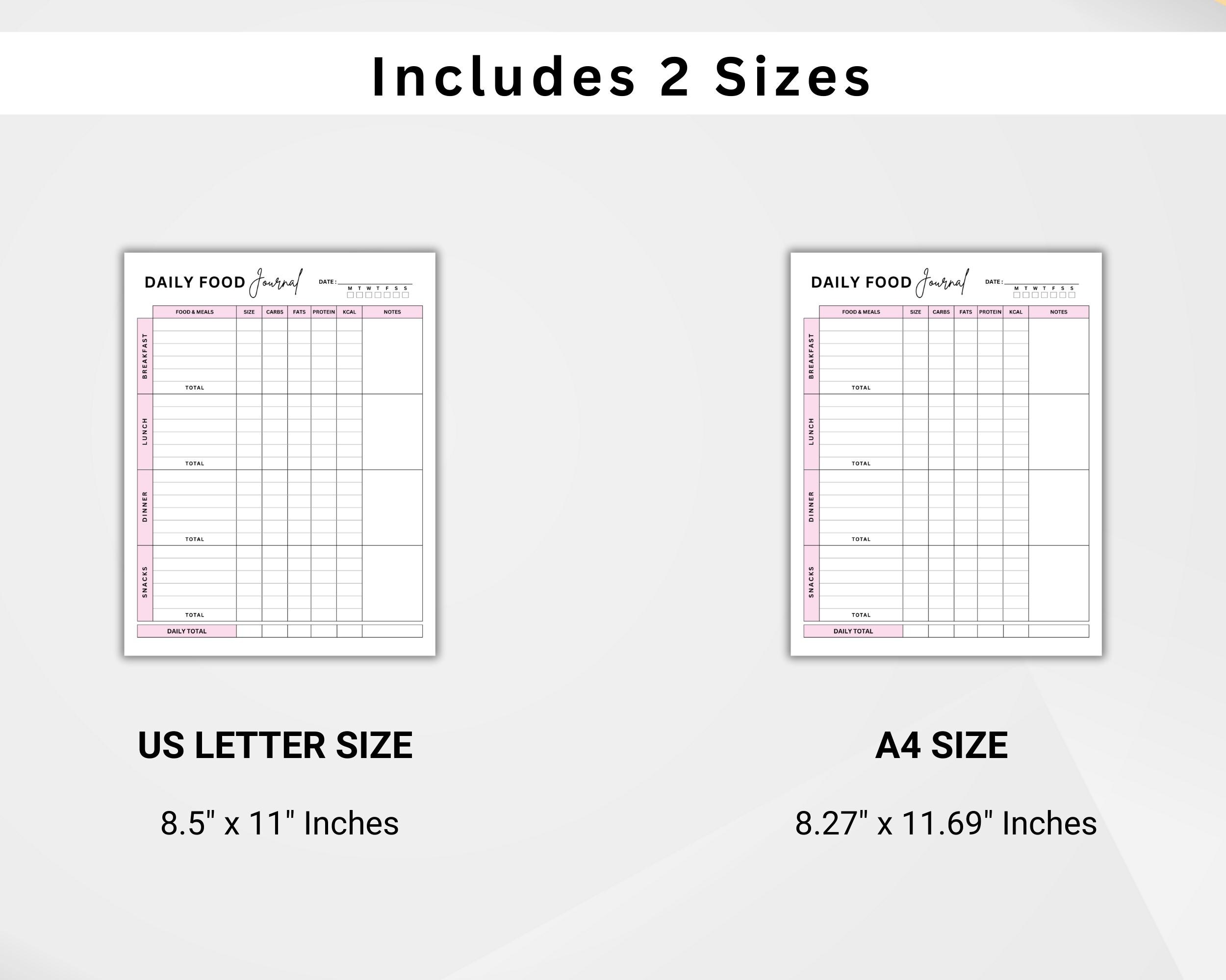 Daily Food Journal. Calorie Tracker. Daily Calorie Counting. Food Diary ...