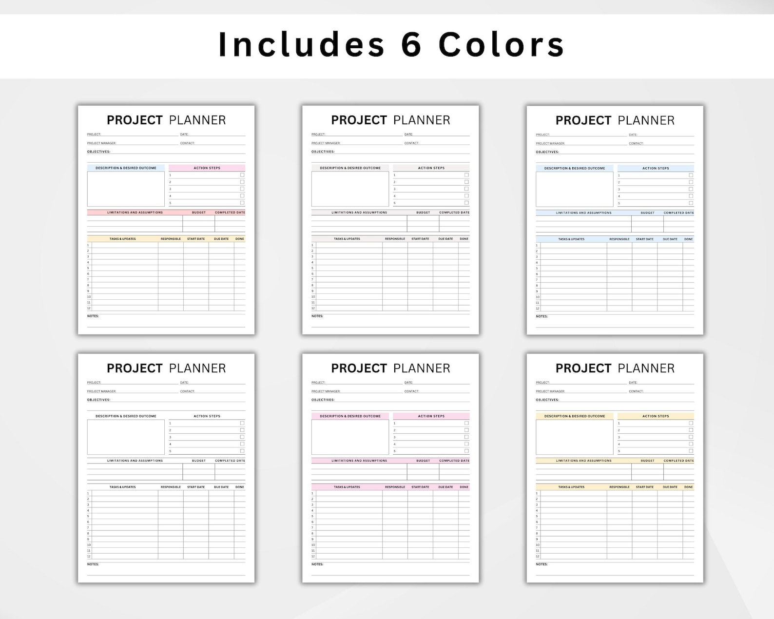 Simple Project Planner EDITABLE, Printable Project Planning Templates ...