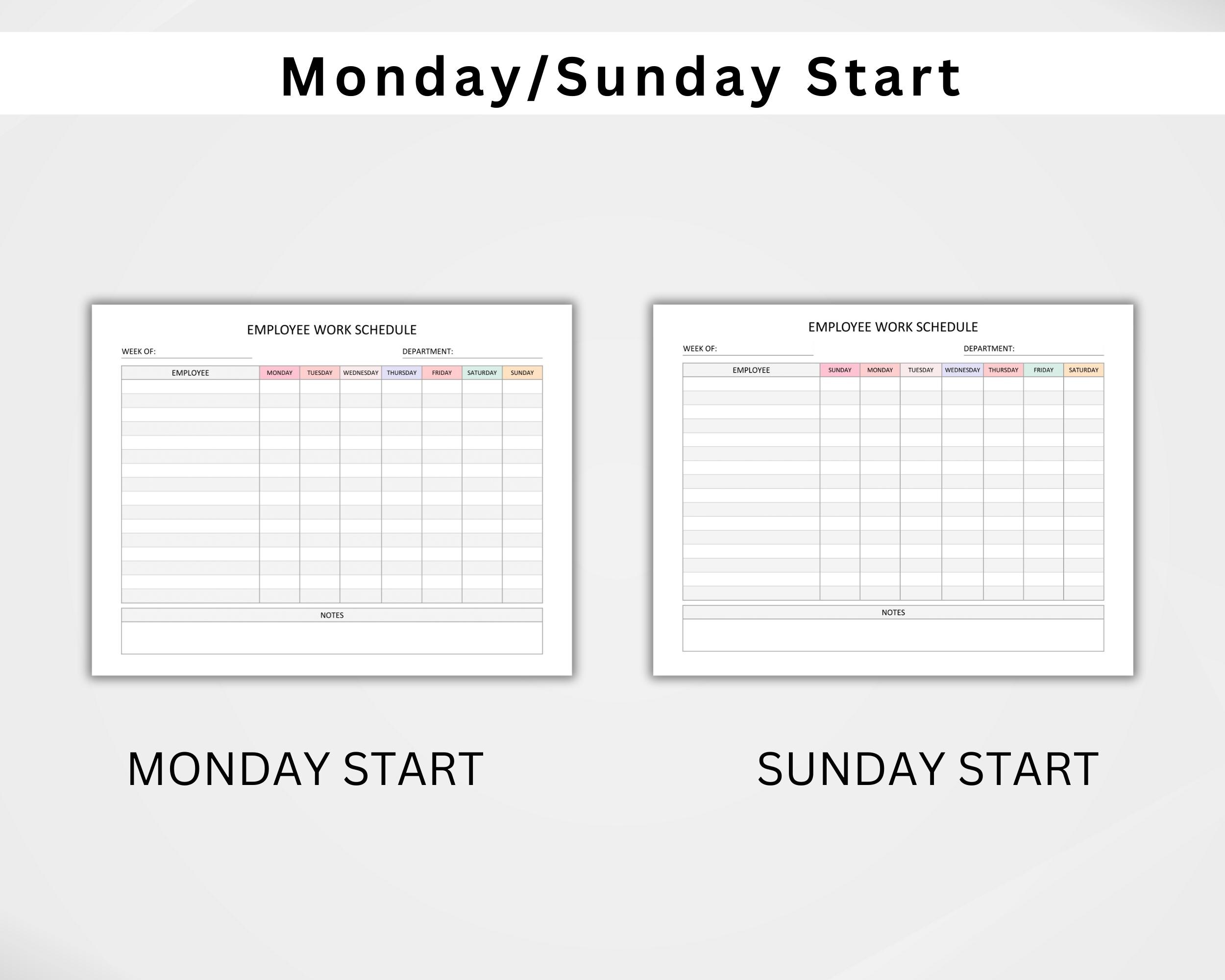 PRINTABLE Employee Work Schedule. Employee Time Sheet. Employee ...
