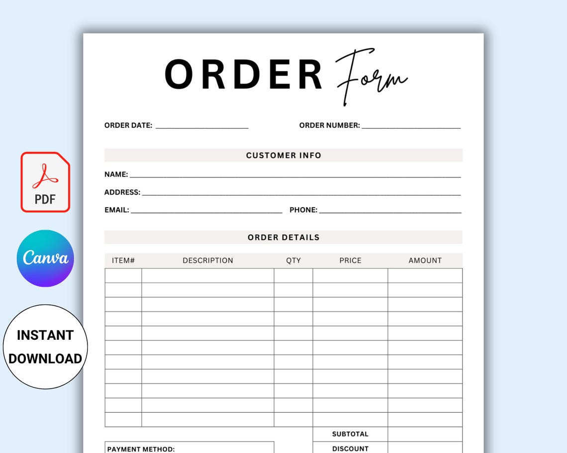 Order Form Templates Editable. Small Business Crafters Order Form ...