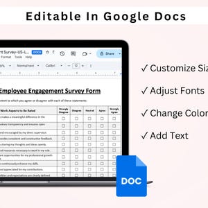 Employee Engagement Survey Template. HR Survey. Employee Feedback ...