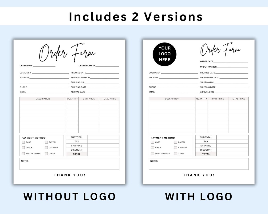 Order Form Template Printable. Custom Order Form. Crafters Order Form ...