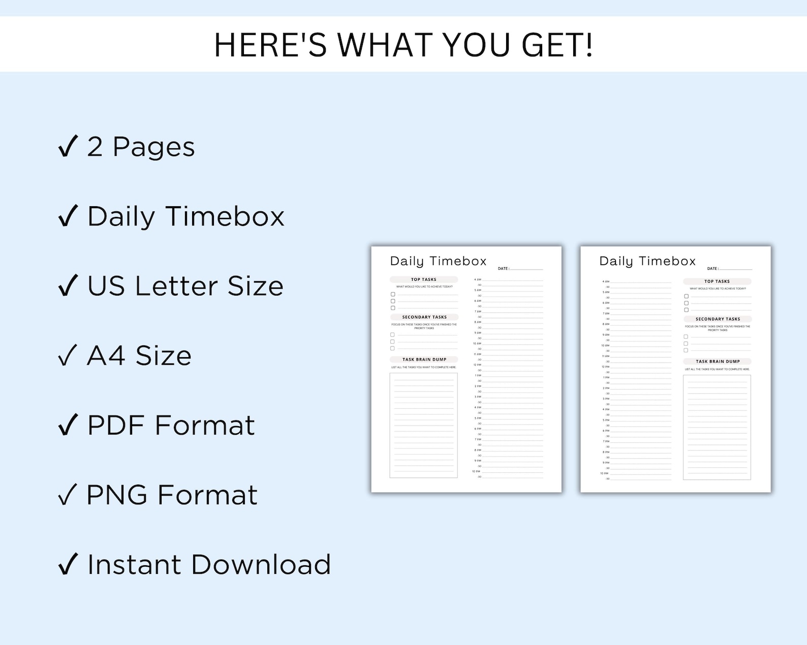 Printable Daily Timebox Planner. Time Blocking Plan. Timeboxing Digital ...