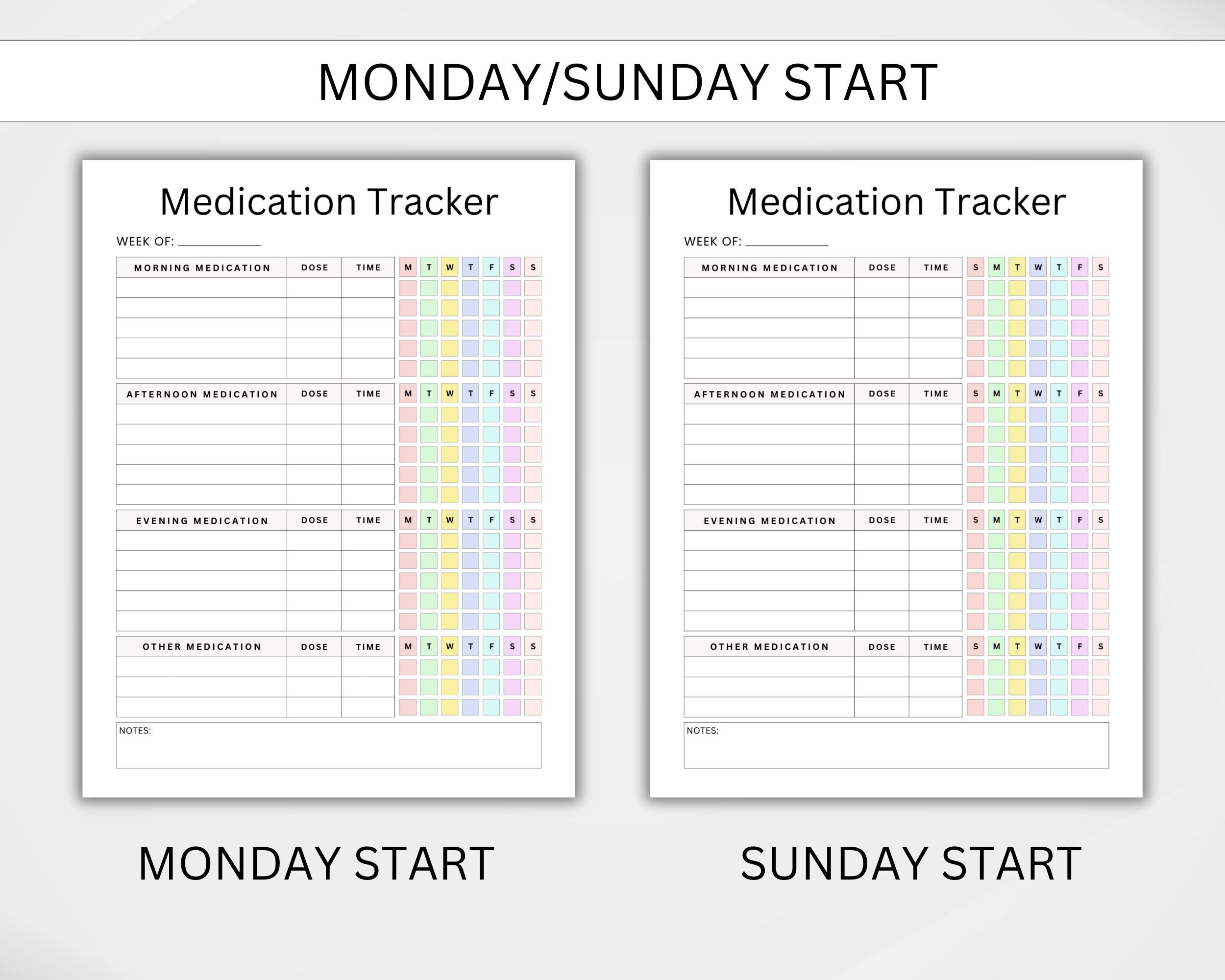 Daily Medication Tracker. Medication Log. Printable Medicine Log for ...