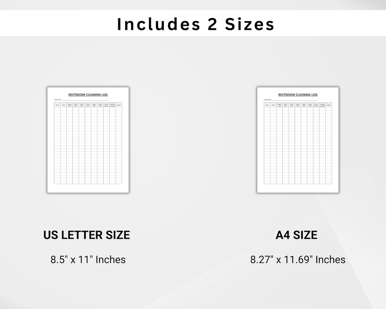 Printable Restroom Cleaning Log. Cleaning Checklist. Business Bathroom ...