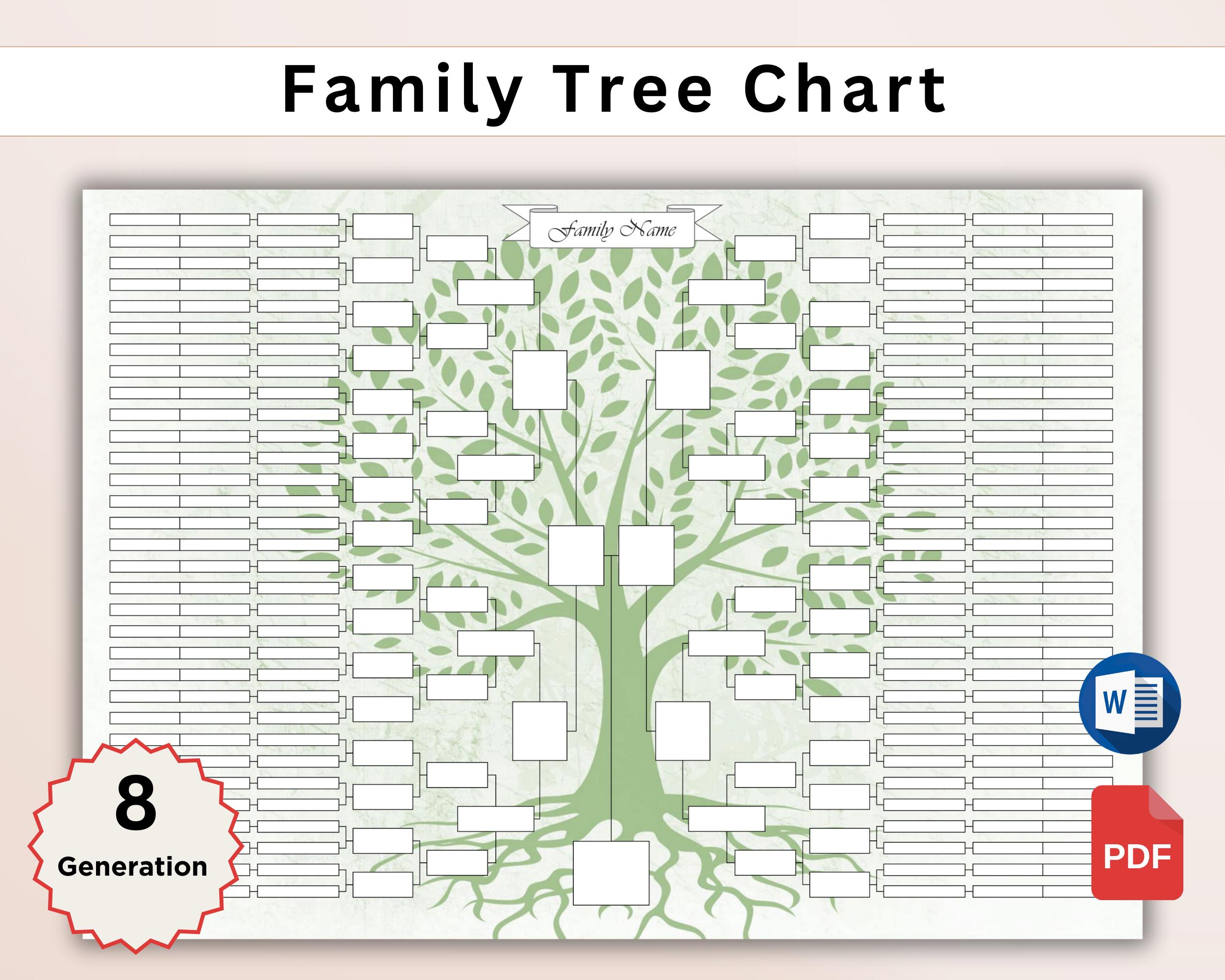 Printable Family Tree Chart - 8 Generations. Family Tree Templates ...