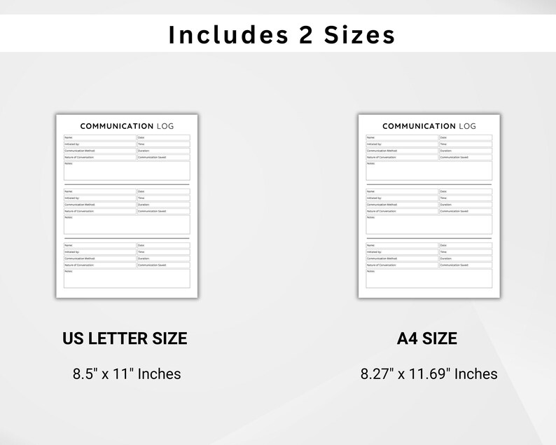 Printable Communication Log, Parent Communication Record, Call Log ...