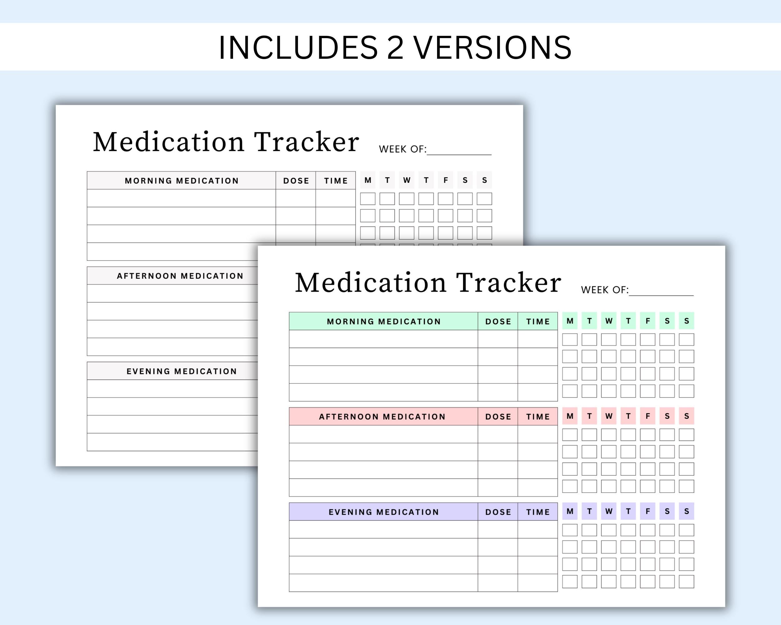 Medication Tracker. Medication Chart. Medication Log. Supplements ...