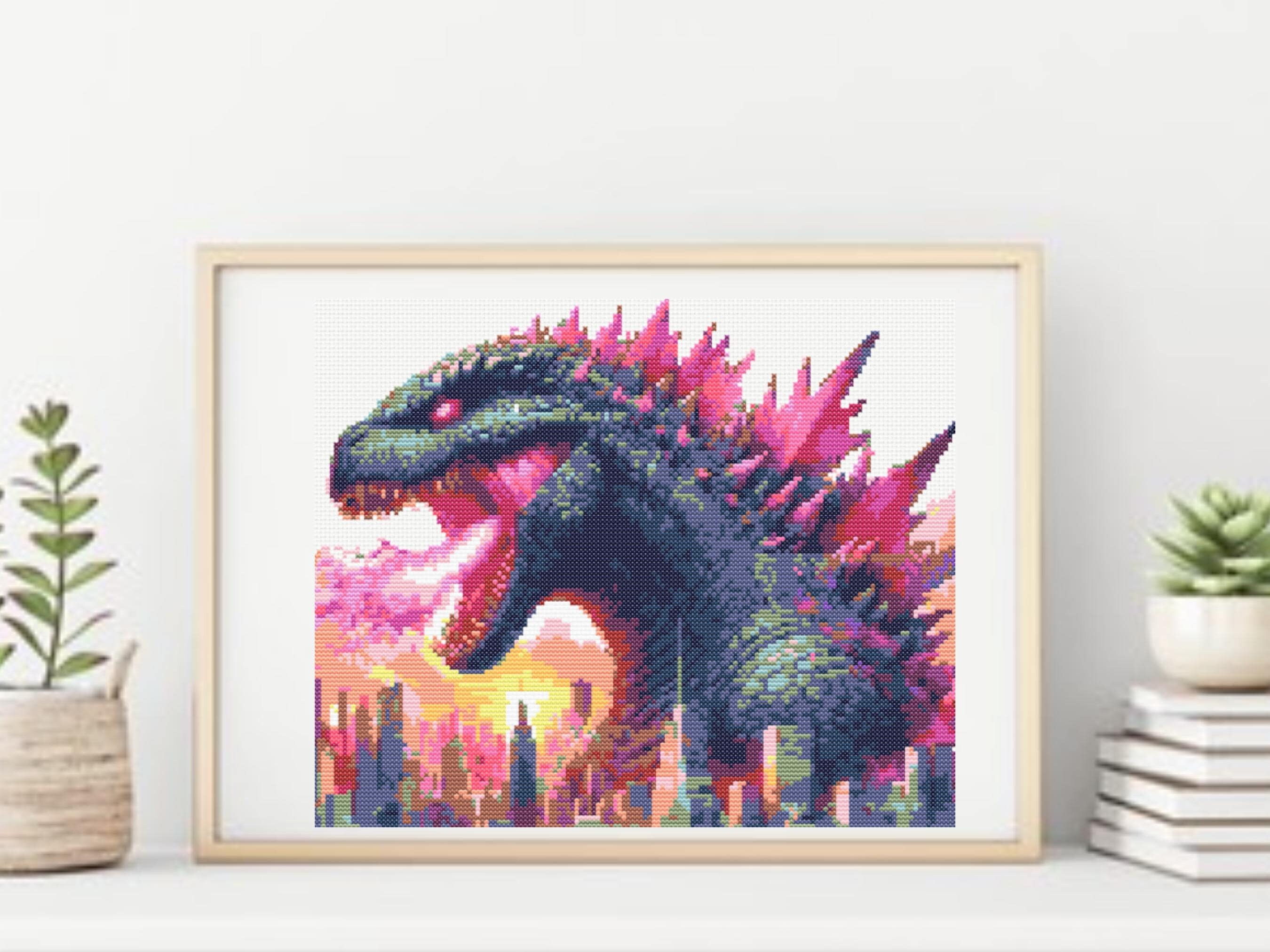 Godzilla Cross Stitch Pattern, Monster Cross Stitch Pattern, Instant ...